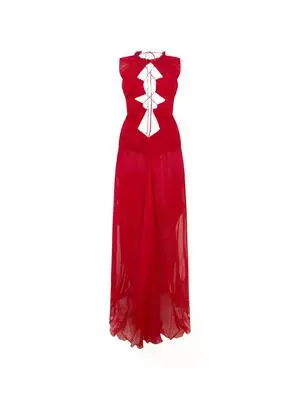 Alberta Ferretti Cut-out Ruched Maxi Dress - Red
