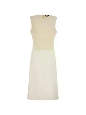 Fabiana Filippi Crochet-bodice Sleeveless Midi Dress - Neutrals