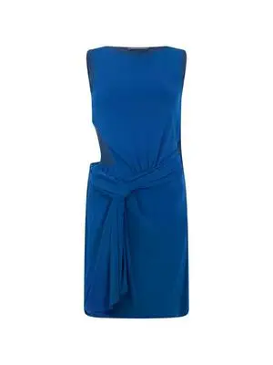 Alberta Ferretti Knot-detail Sleeveless Party Dress - Blue