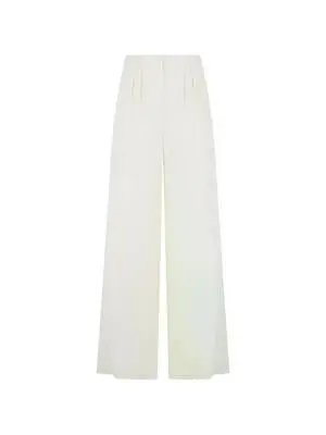 Alberta Ferretti Pleated Wide-leg High-waisted Trousers - White