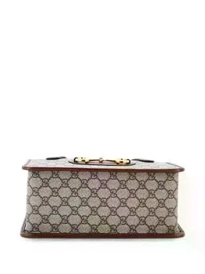 Gucci Horsebit 1955 Boston Bag Gg Coated Canvas Small Satchel - Brown