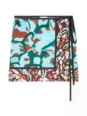 Dries Van Noten Mini Printed Wrap Skirt - Blue
