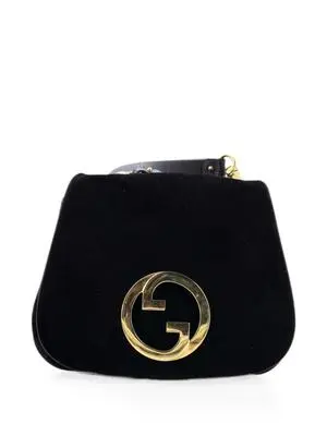 Gucci Vintage Blondie Flap Bag Suede Medium Shoulder Bag - Black