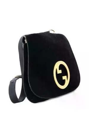 Gucci Blondie Flap Suede Medium Shoulder Bag - Black