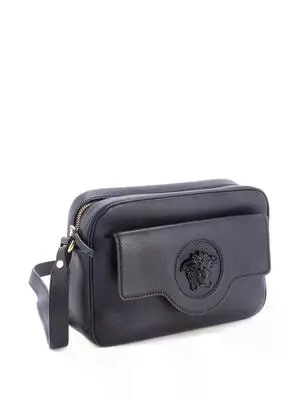 Versace La Medusa Flap Pocket Camera Bag Leather Small Crossbody Bag