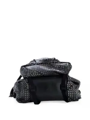 Bottega Veneta Fold Over Leather With Perforated Detail Backpack