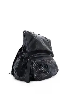 Bottega Veneta Fold Over Leather Backpack With Perforated Detail