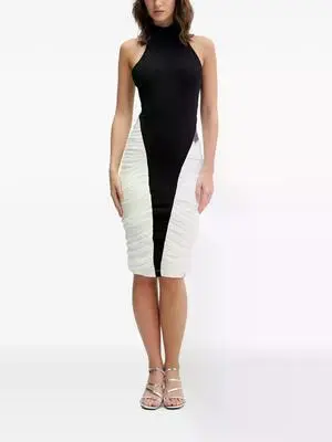 Bardot Gathered Midi Dress - Black