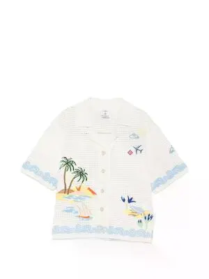 Casablanca Crochet-knit Embroidered Shirt - White