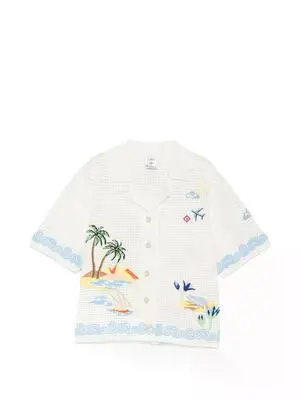 Casablanca Crochet-knit Embroidered Shirt - White