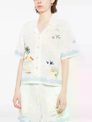 Casablanca Crochet-knit Embroidered Shirt