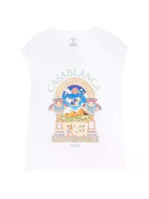 Casablanca Egyptian Arch Sleeveless T-shirt - White