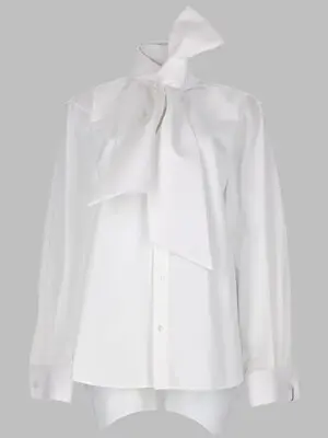 Saint Laurent Camicia Con Collo Lavallière In Popeline