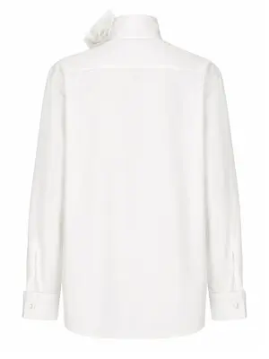 Saint Laurent Camicia Con Collo Lavallière In Popeline