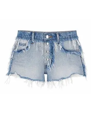 Alexander Wang Shorts With Fringe Detail - Denim