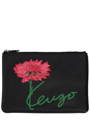 Kenzo Tulip" Pouch In Leather - Black