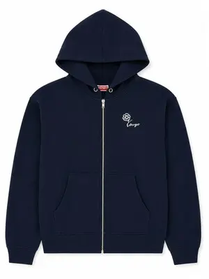 Kenzo Zip-up Hoodie With Floral Print - Blue