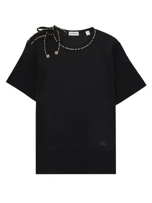 Burberry T-shirt In Cotone Con Fiocco - Black