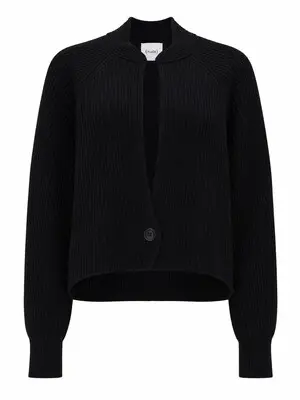 NUDE Ribbed Mini Knit Cardigan - Black