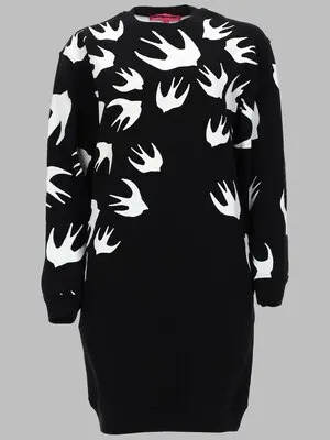 Alexander McQueen Mini Dress With All-over Bird Print