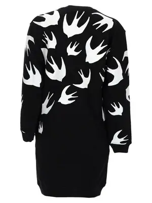 Alexander McQueen Mini Dress With All-over Bird Print