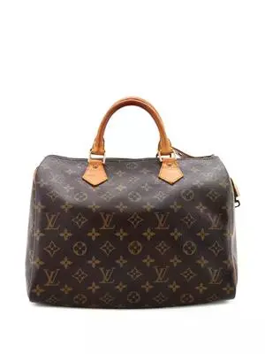 LOUIS VUITTON Speedy Monogram Canvas Satchel - Brown