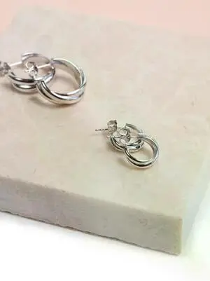 AUREE JEWELLERY Mini Knightsbridge Triple Hoop Earrings In -tone