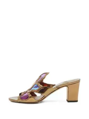 JIMMY CHOO Panelled Block-heel Mules - Gold