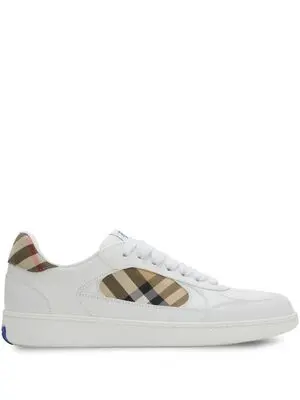 Burberry Leather And Check Terrace Sneakers - White
