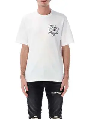 Amiri Relaxed Fit Cotton Crewneck T-shirt With Front & Back "holthendwood" Graphics - Bianco