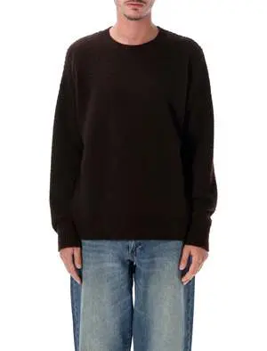 ROBERTO COLLINA Textured Wool Crewneck Sweater - Dark Brown
