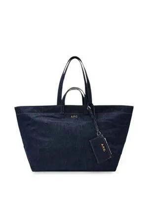 A.p.c. A.P.C. Ofnim Denim Tote Bag With Removable Pouch Blu