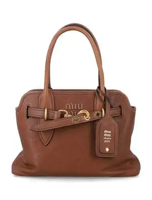 Miu Miu Mini Aventure Leather Handbag - Oak