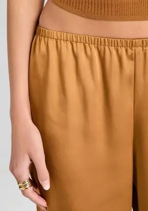SEROYA Lillian Satin Wide Leg Pants - Dune