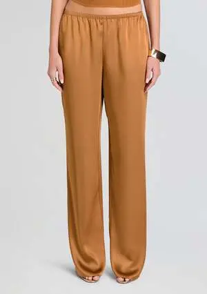 SEROYA Lillian Satin Wide Leg Pants - Dune