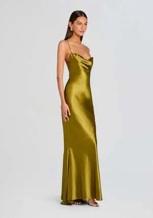 Retrofete Lukka Satin Gown - Basil