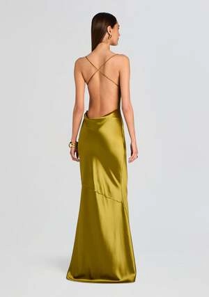 Retrofete Lukka Satin Gown - Basil