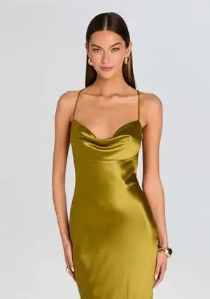 Retrofete Lukka Satin Gown - Basil