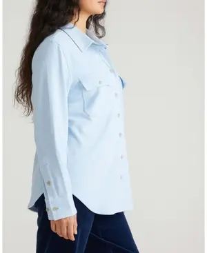 Universal Standard Plus Maine Stretch Flannel Shirt - Battenberg Twill