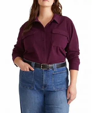 Universal Standard Plus Maine Stretch Flannel Shirt - Gamay