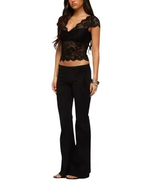 EDIKTED Elza Scalloped Sheer Lace Top