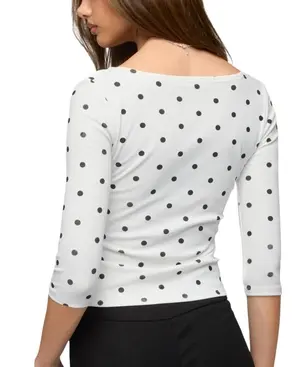 EDIKTED Katey V Neck Polka Dot Top