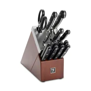 HENCKELS Classic Precision 15 Piece Self Sharpening Knife Block Set - Black