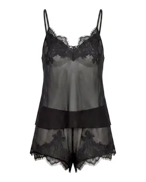 IN BLOOM BY JONQUIL Lace Trim Chiffon Cami & Shorts Pajama Set