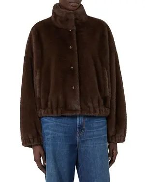 Max Mara Wkdanemone Boxy Faux Fur Jacket - Brown