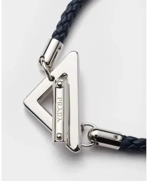 Prada Braided Nappa Leather Bracelet - Blue