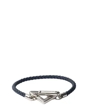 Prada Braided Leather Bracelet Blue