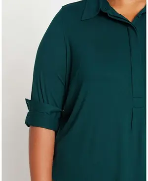 Universal Standard Plus Elbe Popover Liquid Jersey Shirt Classic Fit