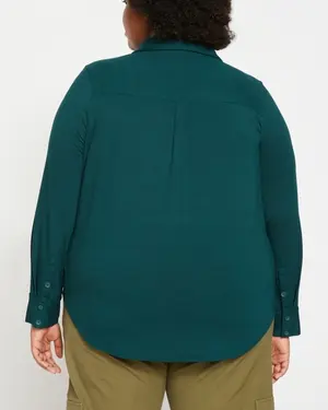 Universal Standard Elbe Popover Liquid Jersey Shirt - Forest Green