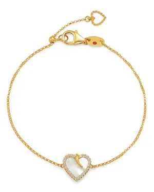 Roberto Coin 18k Yellow Gold Mother-of-pearl & Diamond Heart Bracelet - White/gold